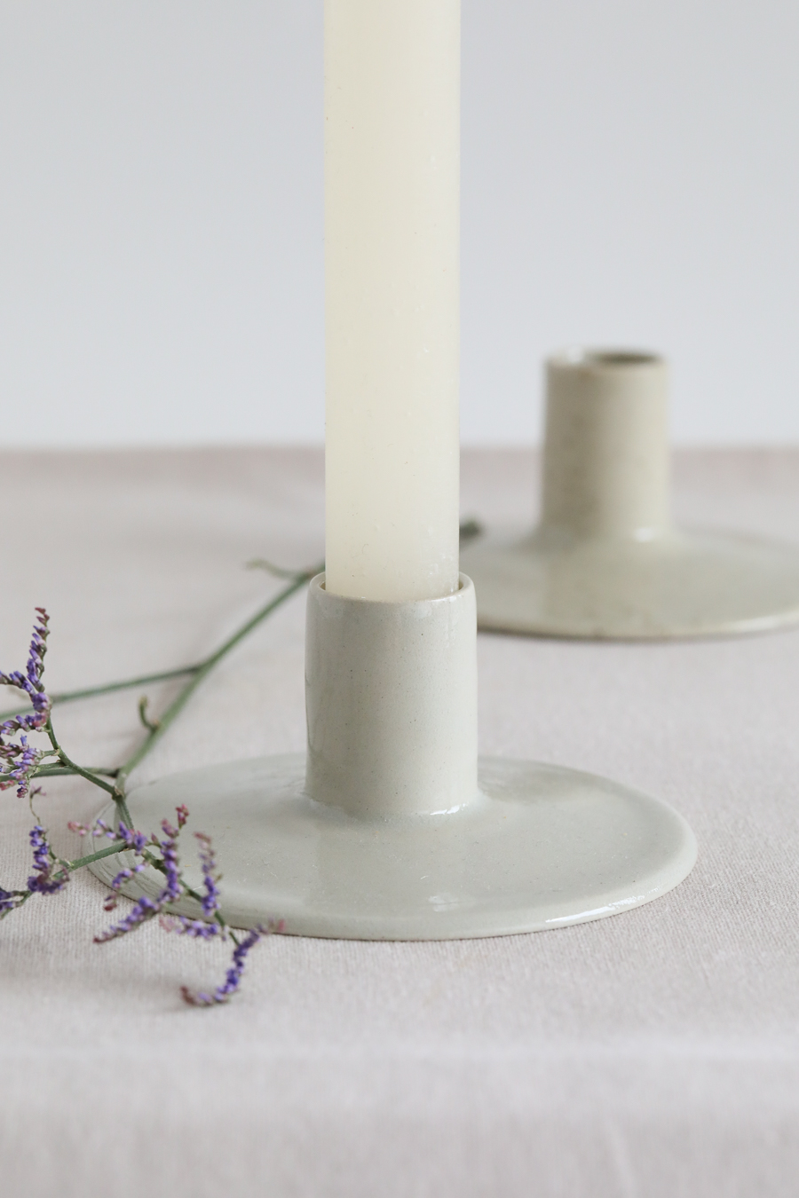 Candlestick - light celadon - Vera Wiedermann Ceramics