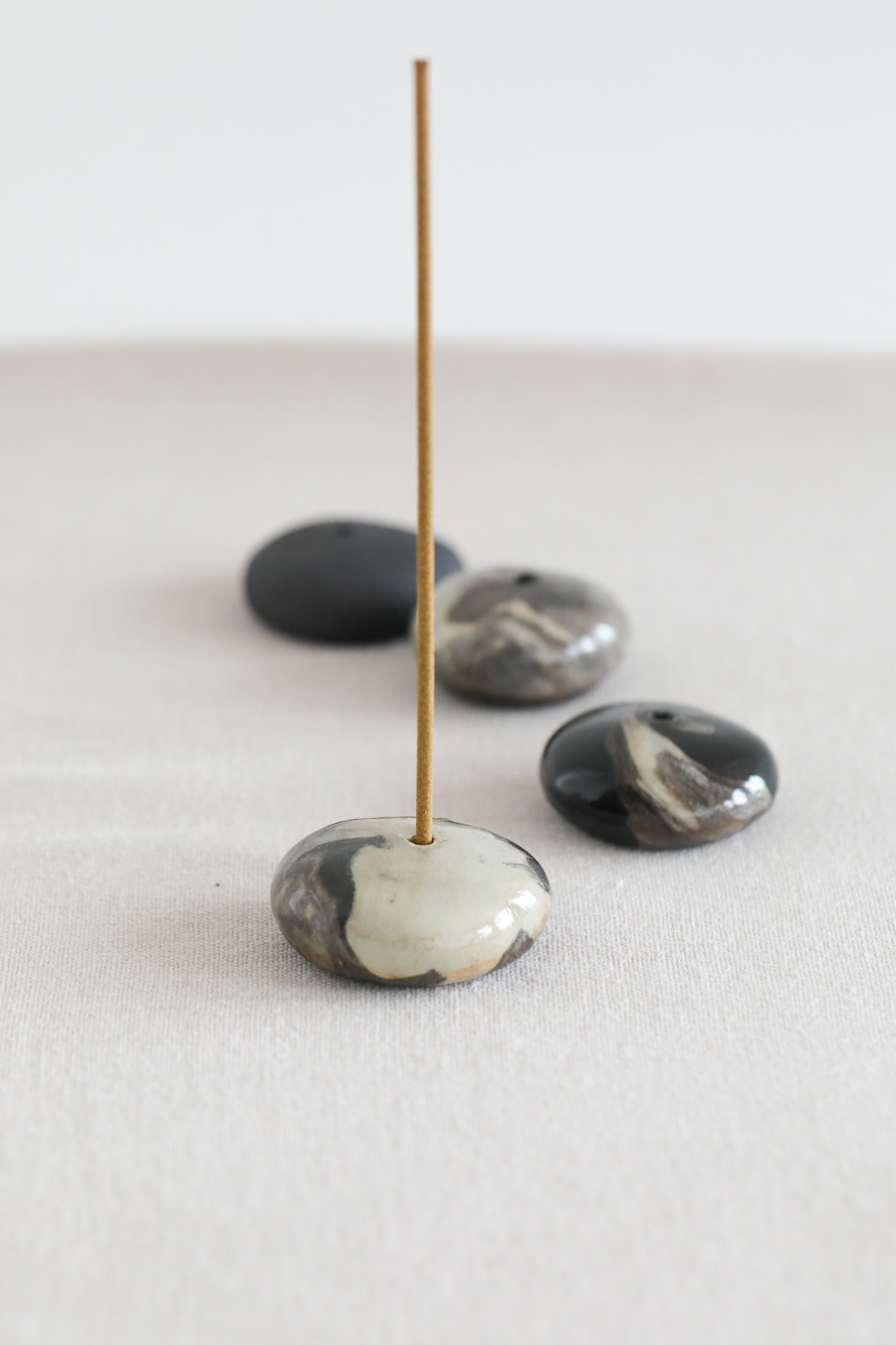 Incense Stone - light celadon - Vera Wiedermann Ceramics